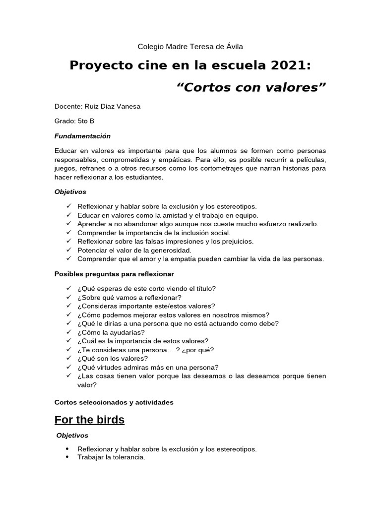 Proyecto de Valores | PDF | Pixar