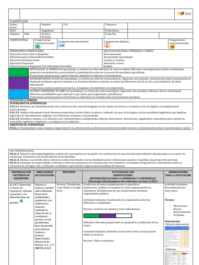 2do Bgu - 2do Trimestre - Literatura Inserccion 2025. | PDF | Aprendizaje | Razonamiento deductivo