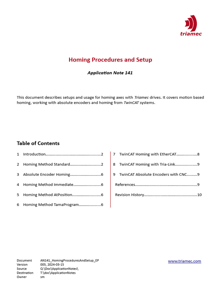 Triamec Drive Homing Procedures Guide | PDF | Numerical Control | Data ...