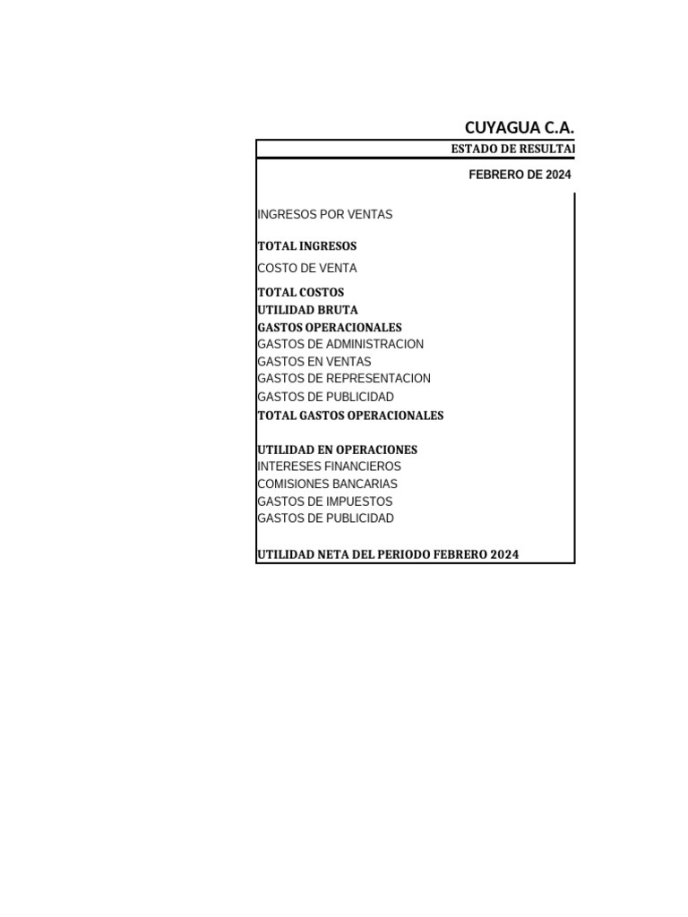 Plantilla de Estructura de Costos | PDF | Economias | Negocios económicos