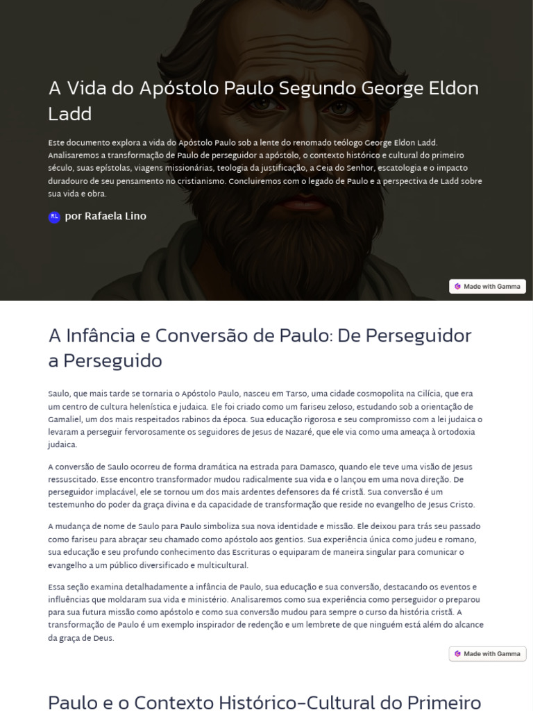 A Vida Do Apostolo Paulo Segundo George Eldon Ladd | PDF | Apóstolo ...