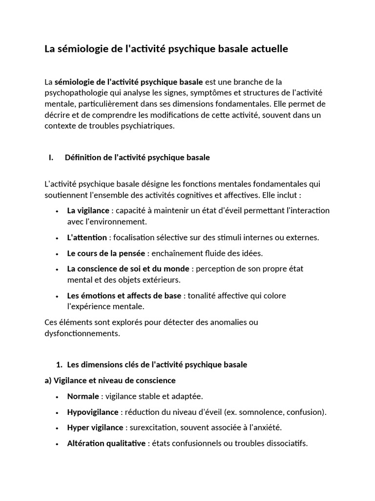 Sémiologie de l'activité psychique basale | PDF | Mémoire | Amnésie