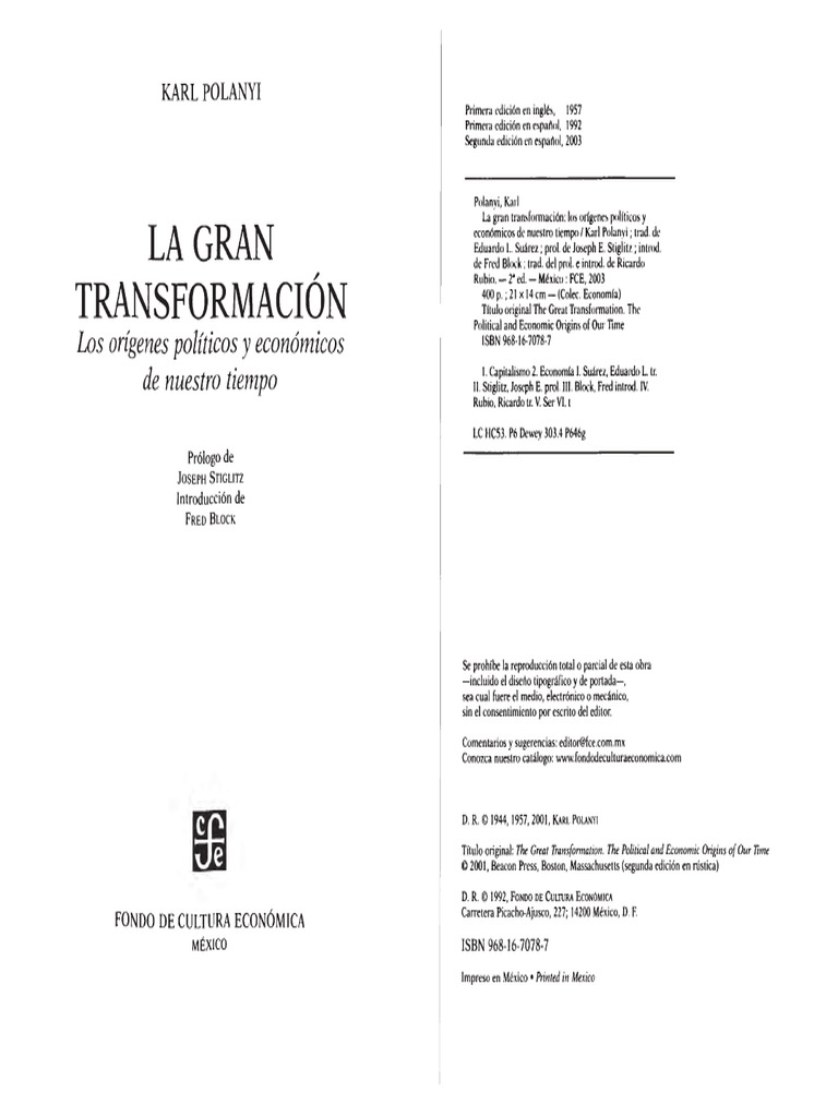 1.2 POLANYI, Karl (1944) (2003) - La Gran Transformación (Cap. VI) | PDF | Precios | Mercado ...