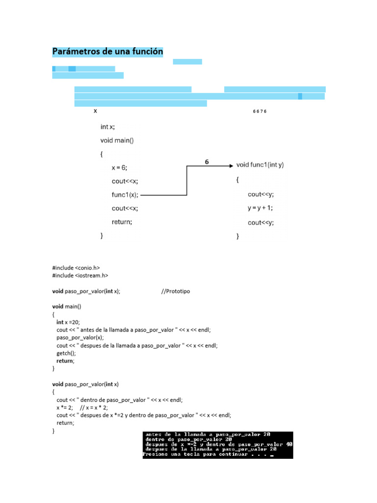 Paso de Parámetros A Funciones | PDF | C ++ | Parámetro (programación ...