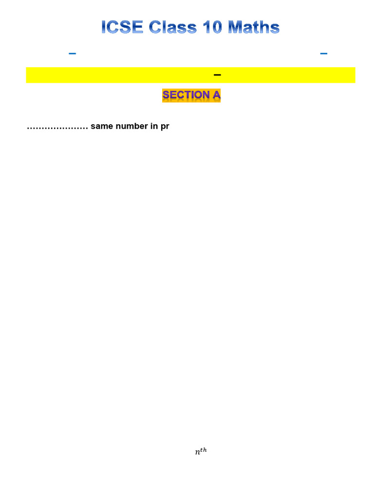 ICSE Class 10 Maths MCQ Arithmetic Progression | PDF | Mathematics | Arithmetic