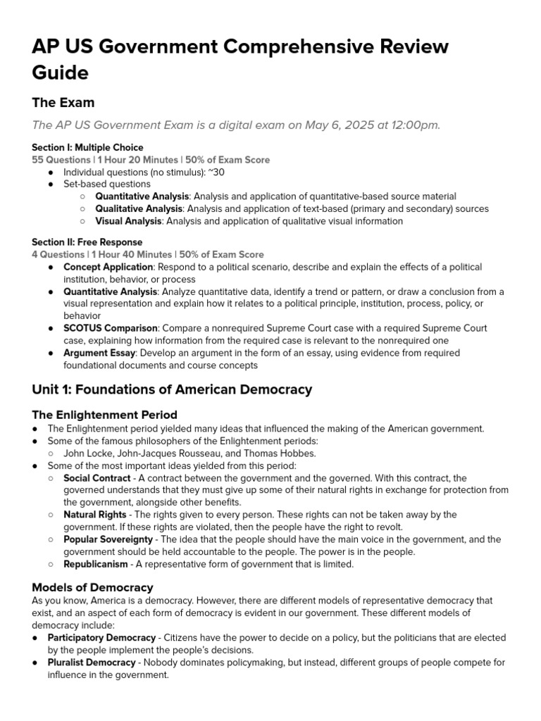 AP US Government Comprehensive Review | PDF | First Amendment To The ...