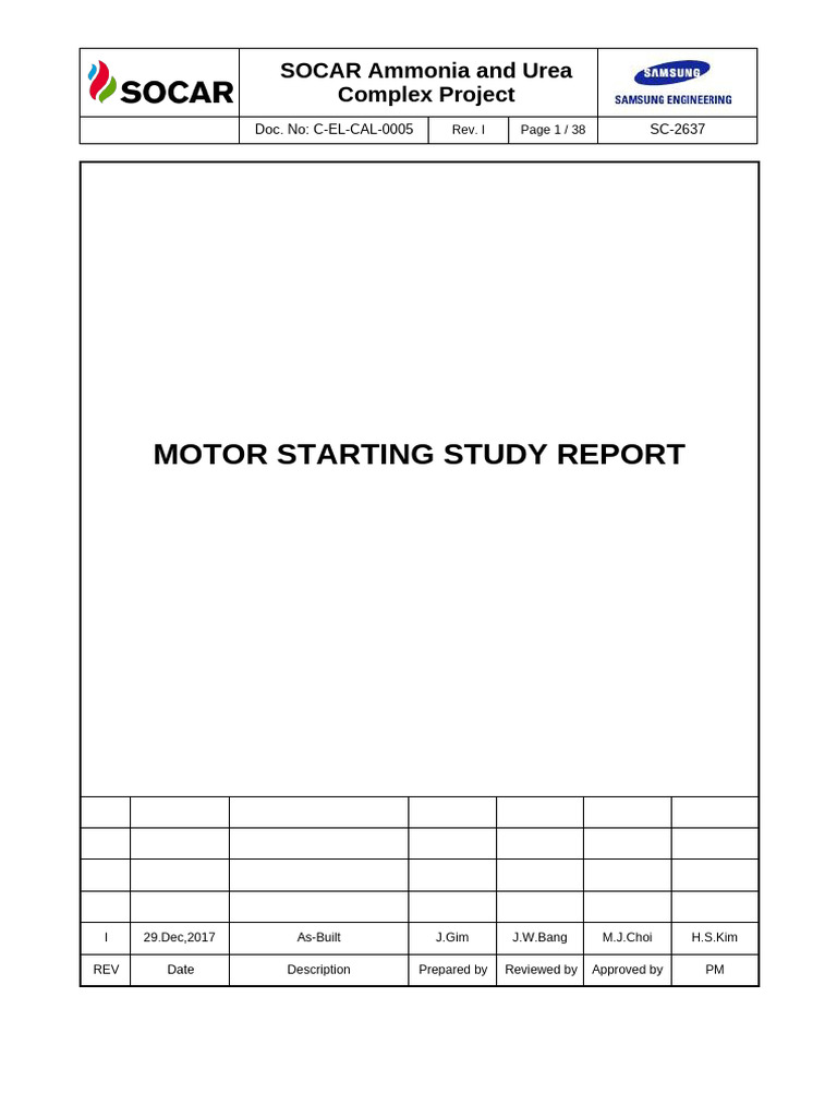 05 - C-EL-CAL-0005 - Rev.I MOTOR STARTING ANALYSIS REPORT | PDF ...