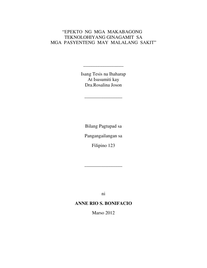 Thesis FILIPINO | PDF