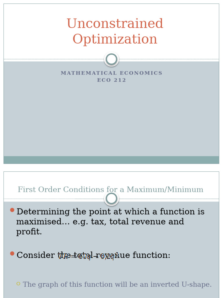 Unconstrained Optimization - 22 April | PDF | Profit (Economics) | Demand