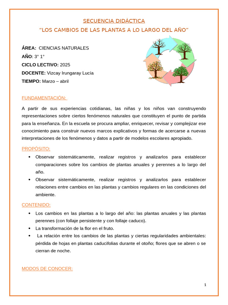 Cambios de Plantas a lo Largo del Año | PDF | Flores | Arboles