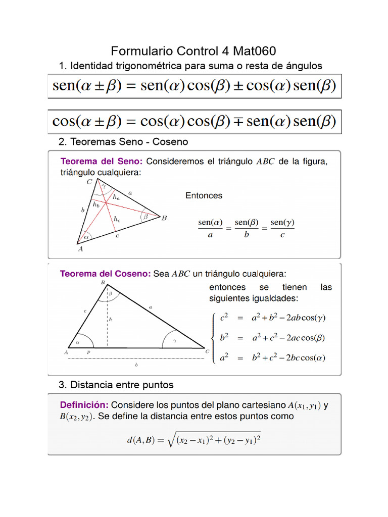 Formulario Control 4 Mat060 | PDF