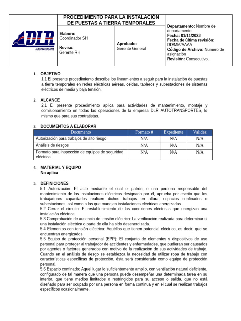 Nom-029 - Procedimiento para La Instalación de Puestas A Tierra ...