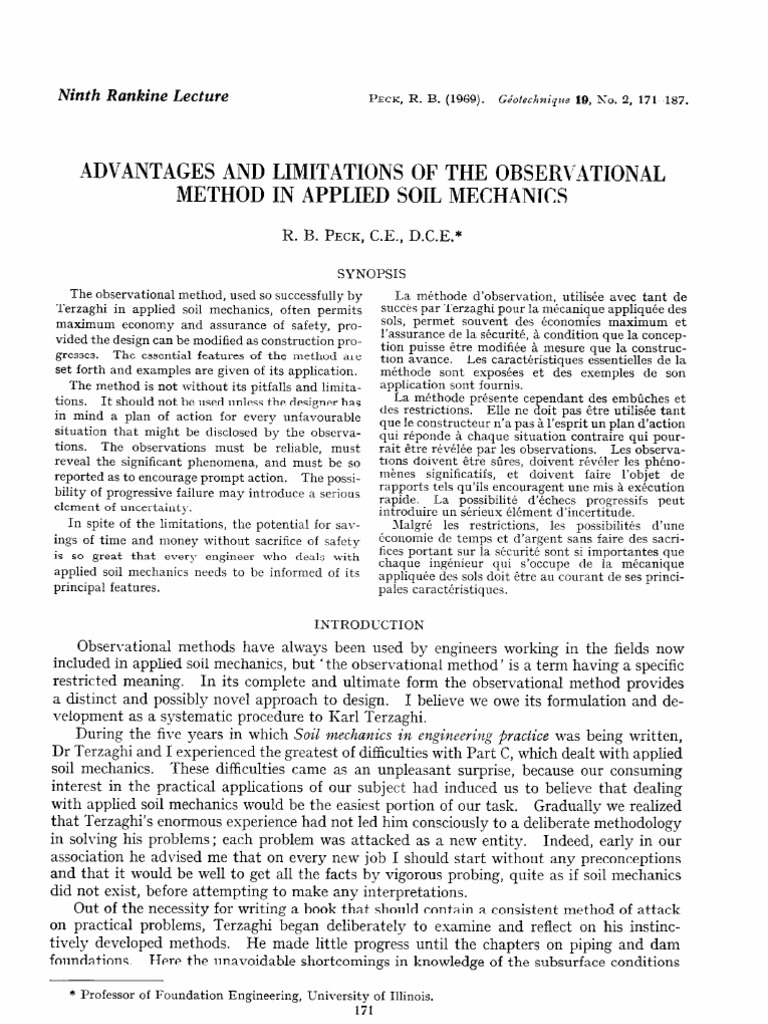 Peck 1969 Observational Method Advantages and Limitations | PDF ... Peck 1969 Observational Method Advantages and Limitations | PDF ...