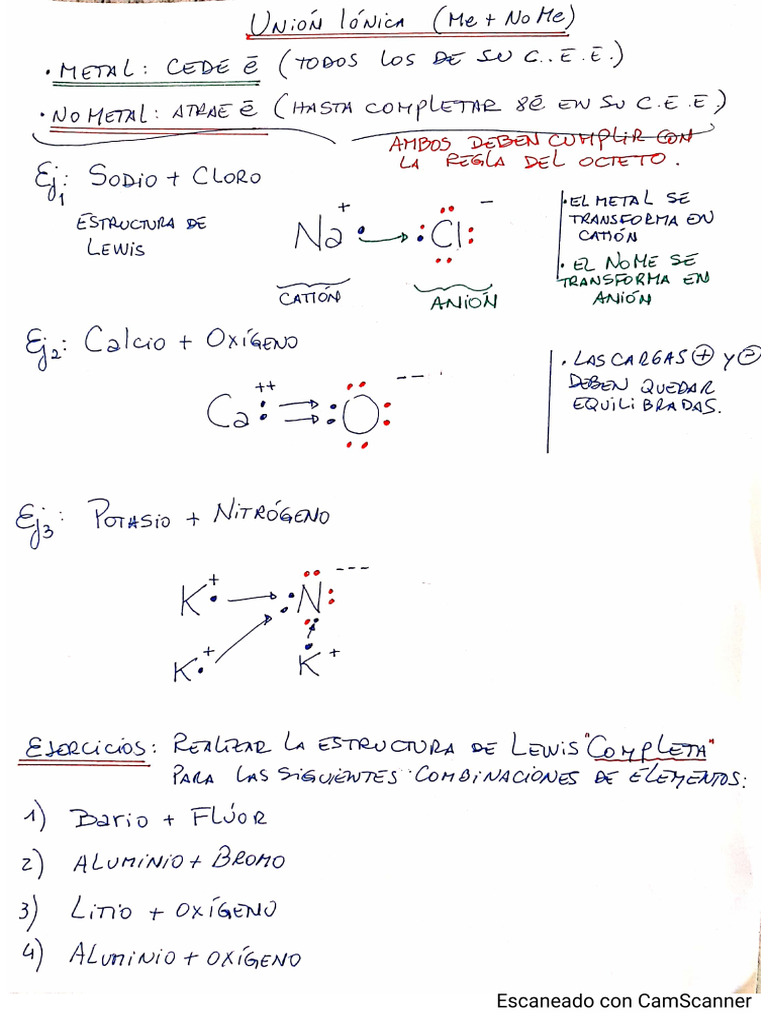 Ejemplos y ejercicios Union iónica | PDF