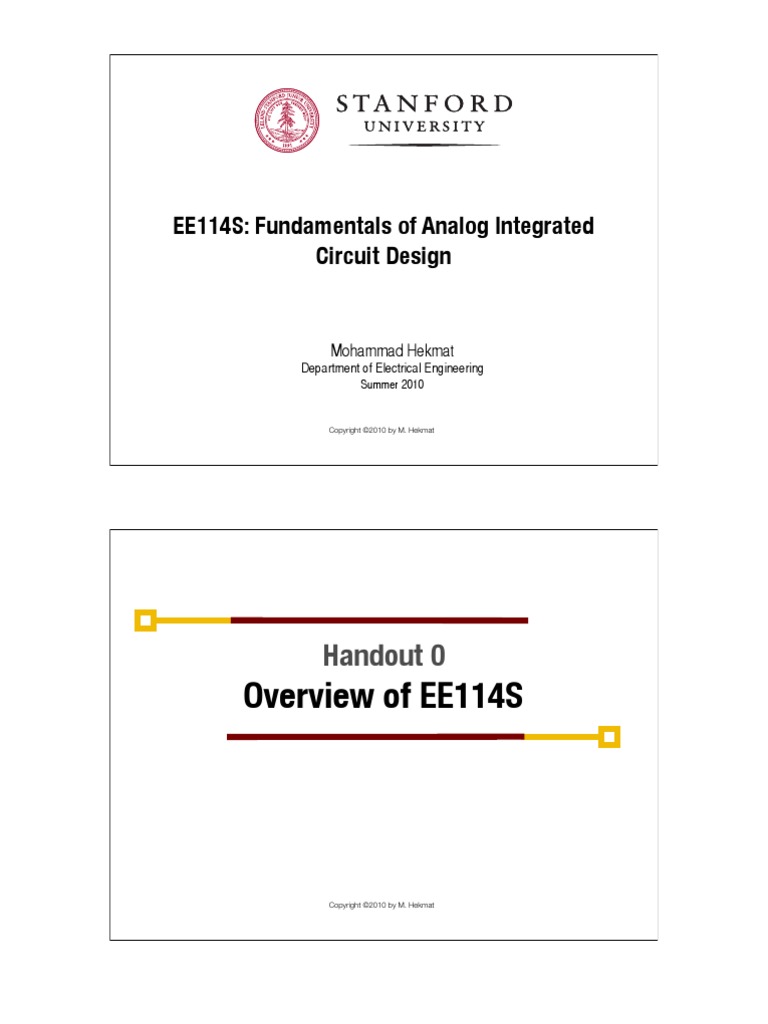 EE114S: Fundamentals of Analog Integrated Circuit Design | PDF | Amplifier | Electronic Circuits