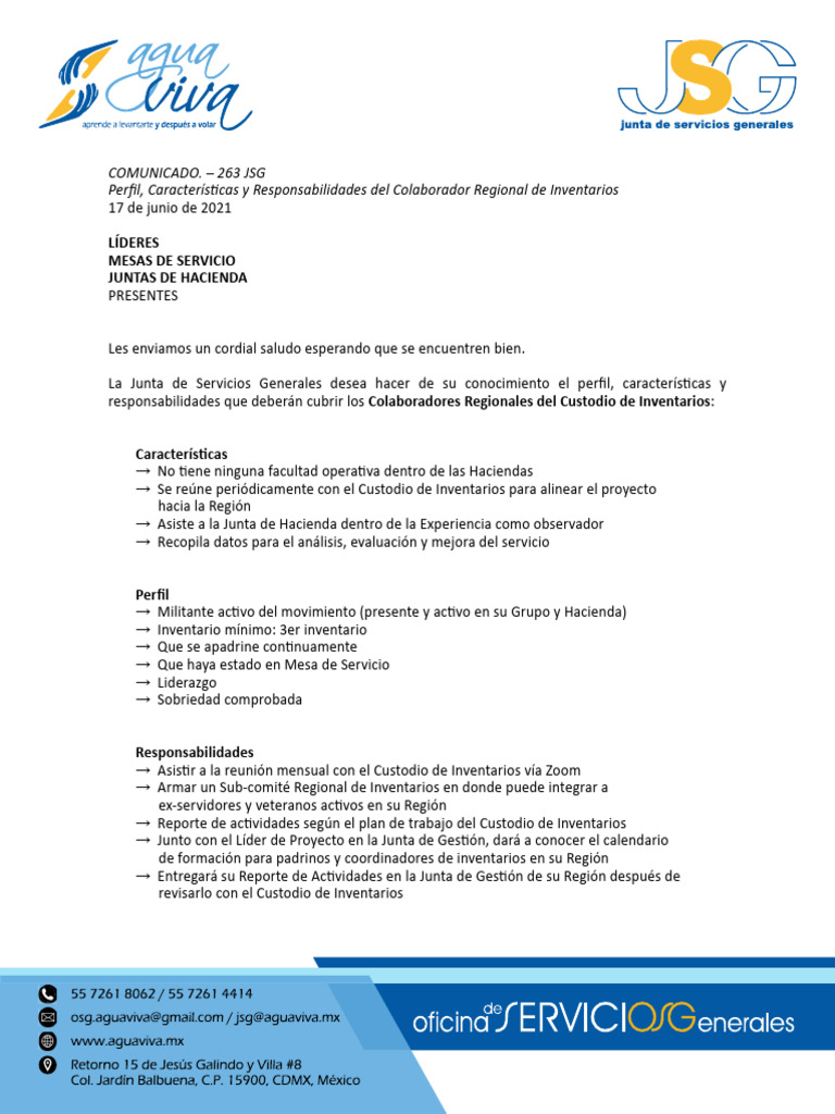 Perfil y Responsabilidades Colaborador Regional Inventarios | PDF