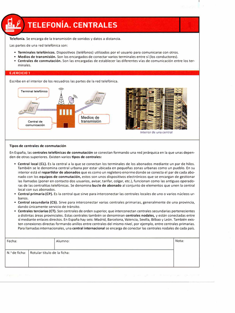 Tipos de Centrales Telefónicas | PDF | Central telefónica | Teléfono