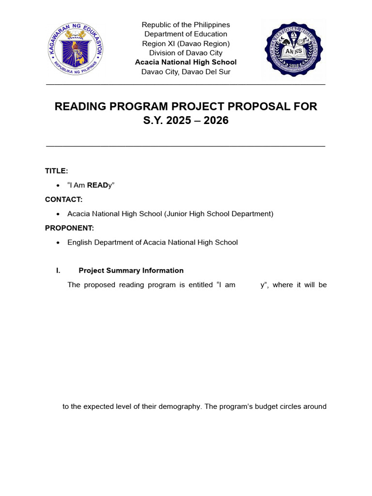 I Am Ready Reading Proposalv | PDF | Literacy | Reading Comprehension