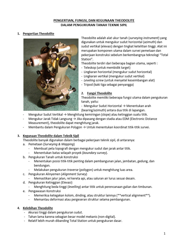 Pengenalan Alat Theodolite | PDF