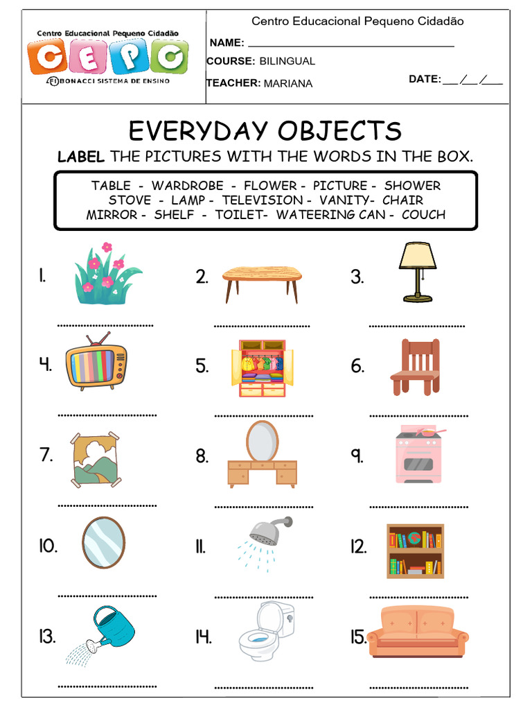 Everyday Objects Older Kids.pdf | PDF