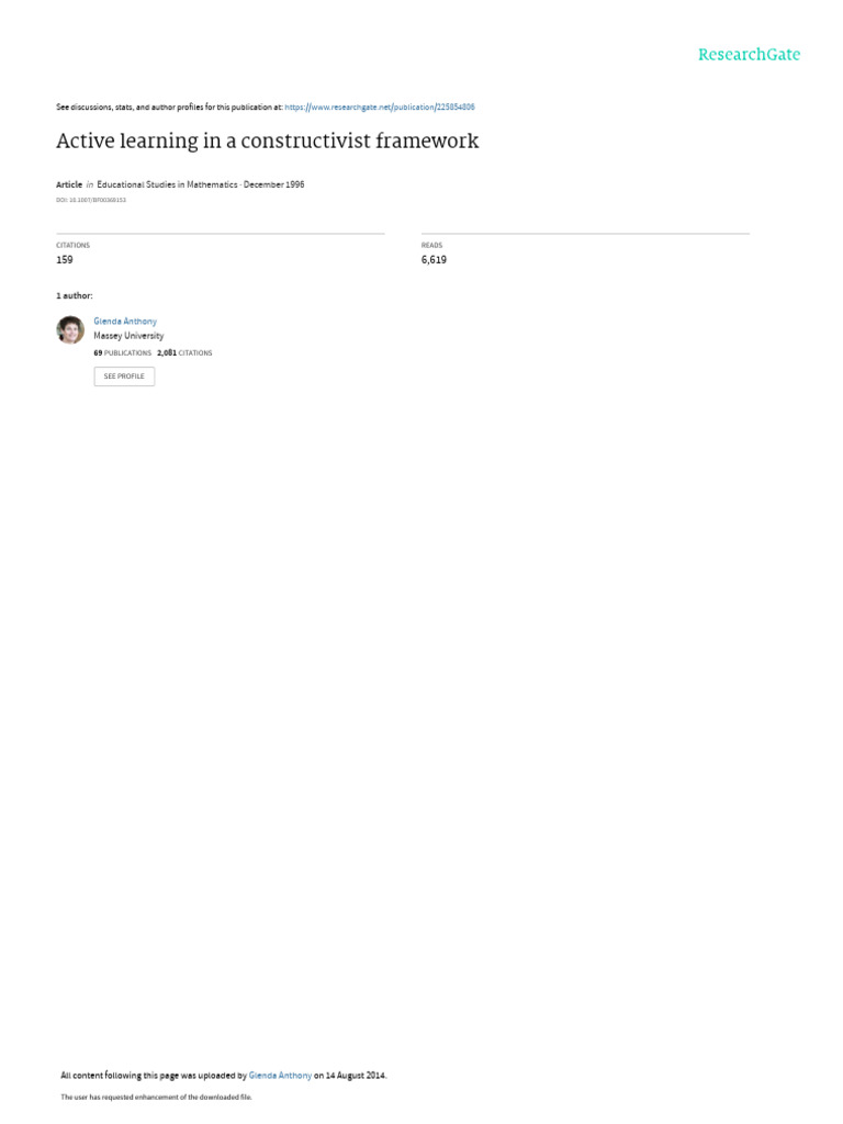 Anthony (1996) Active learning in a constructivist framework | PDF