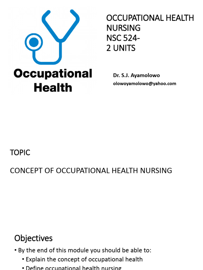 Concept of Occupational Health Nursing-1 | PDF | Occupational Safety ...