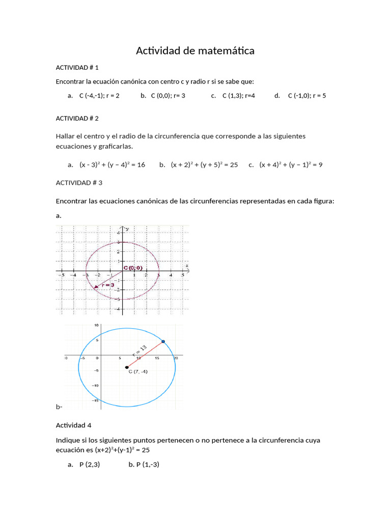 Actividad de matemática grado 11 | PDF