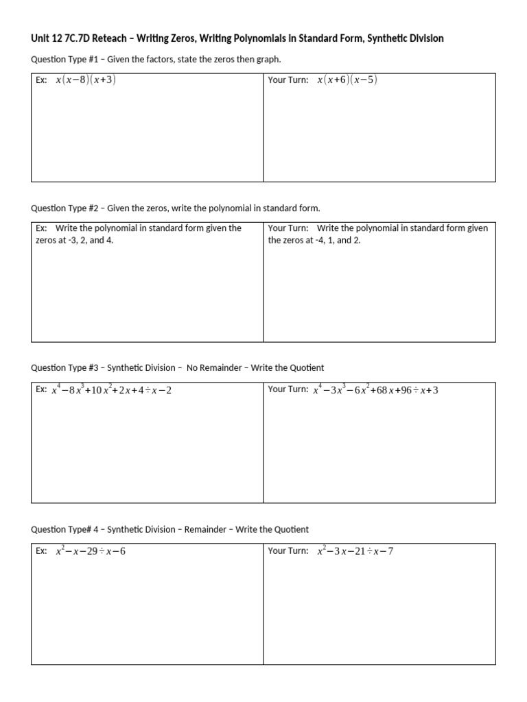 Unit 12 7C.7D Reteach | PDF