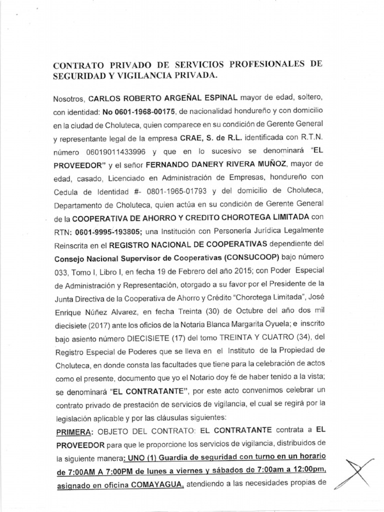contrato de seguridad | PDF | Business | Calibre