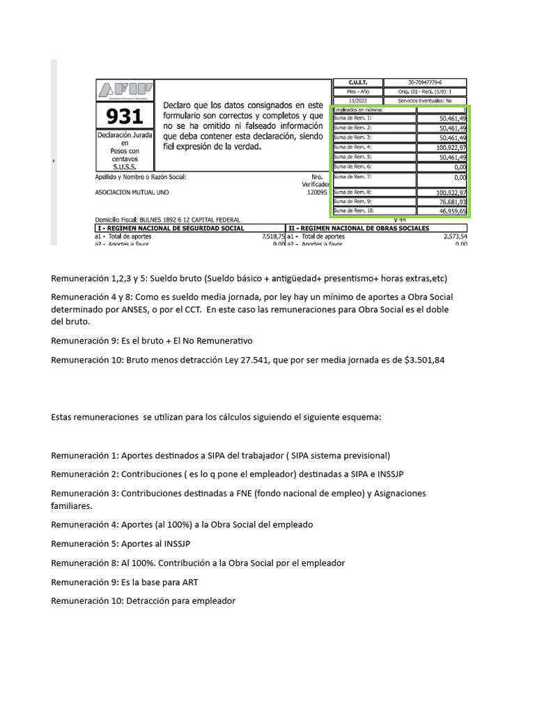 Detalle de cómo se arma F.931 | PDF | Salario | Labor