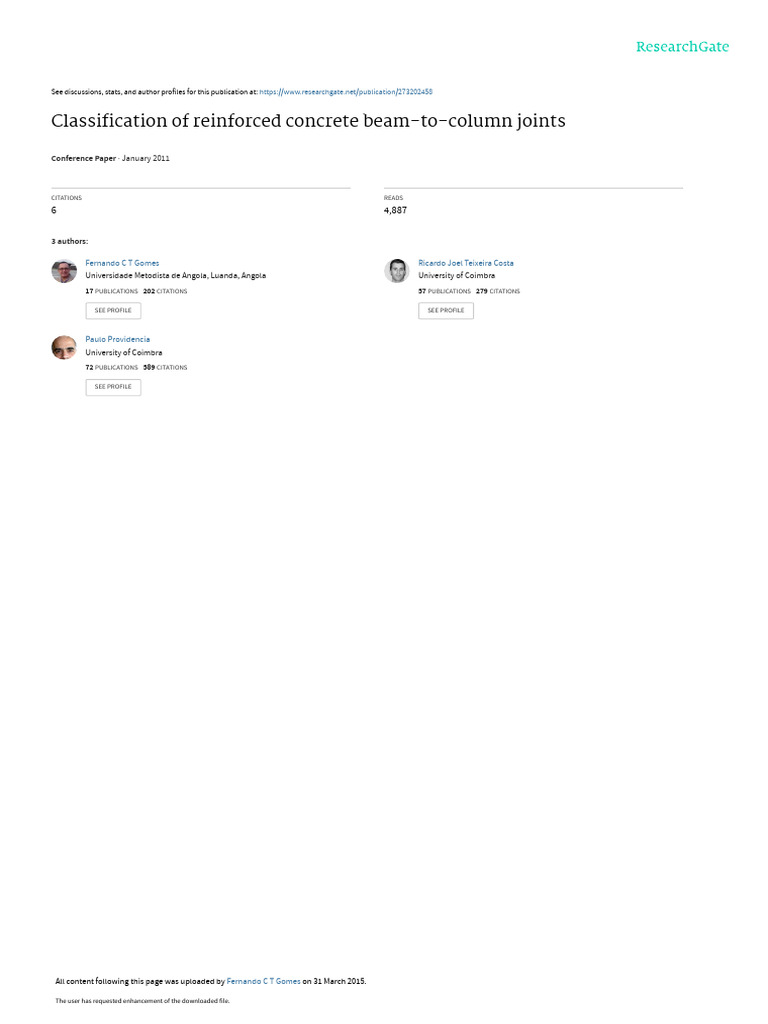 Classification RC BC Joints | PDF | Buckling | Deformation (Engineering)