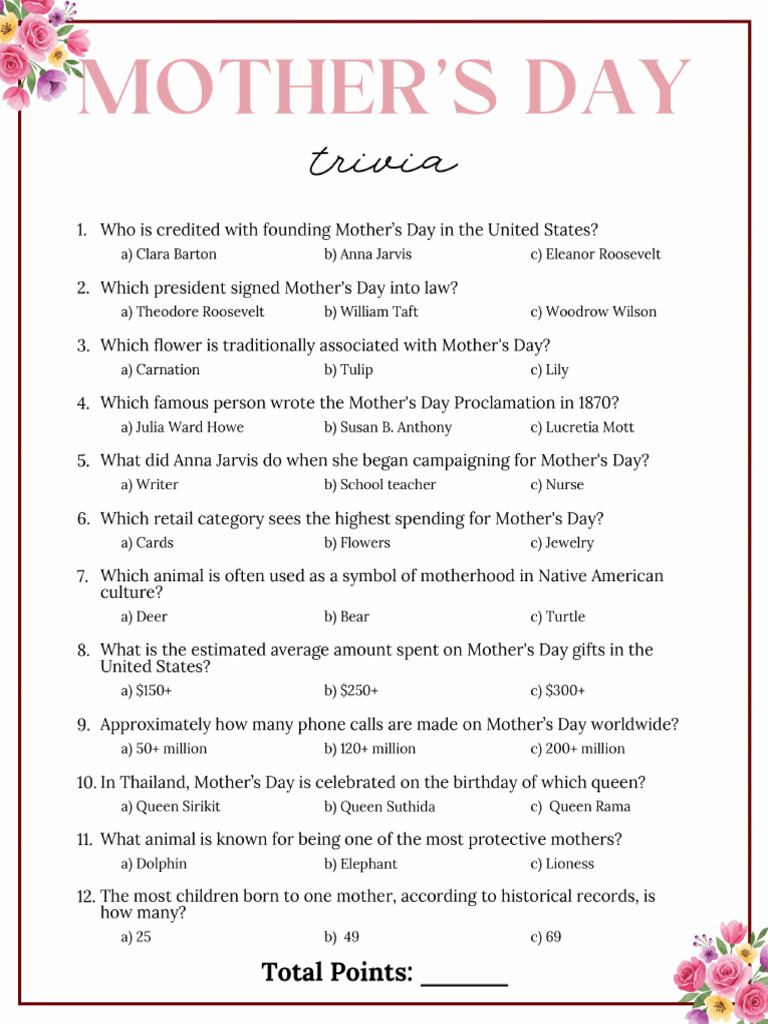 Mothers Day Trivia USL | PDF