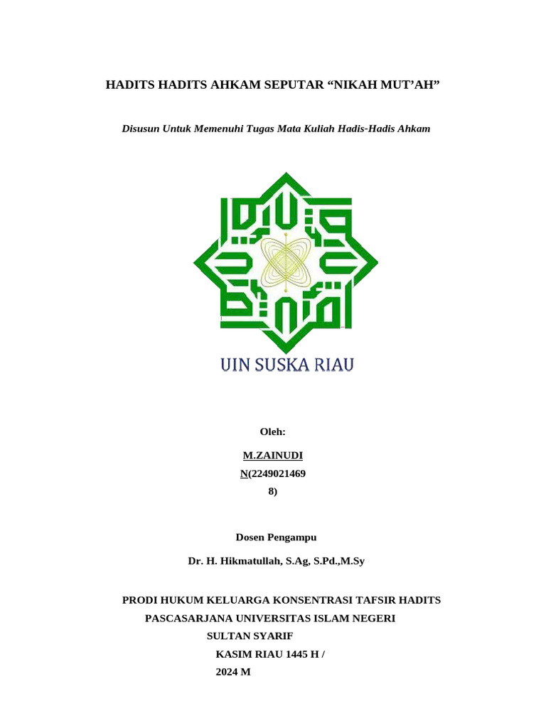 Hadits Ahkam Tentang Nikah Misyar-1 | PDF