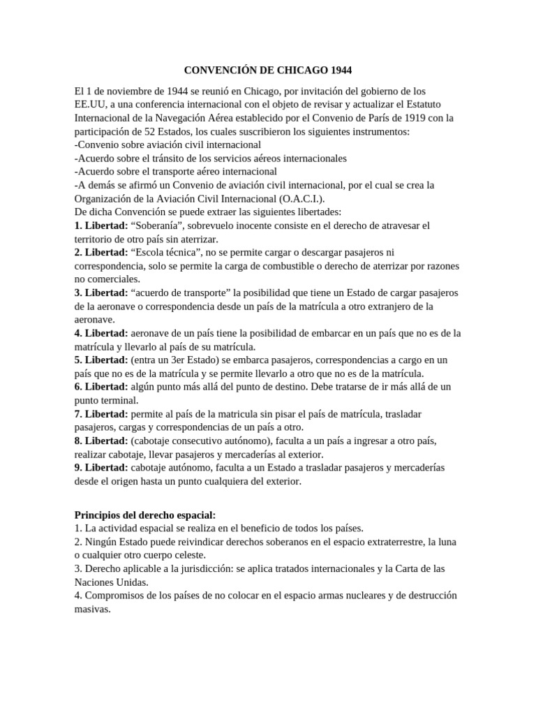 Convención de Chicago 1944: Aviación Civil | PDF