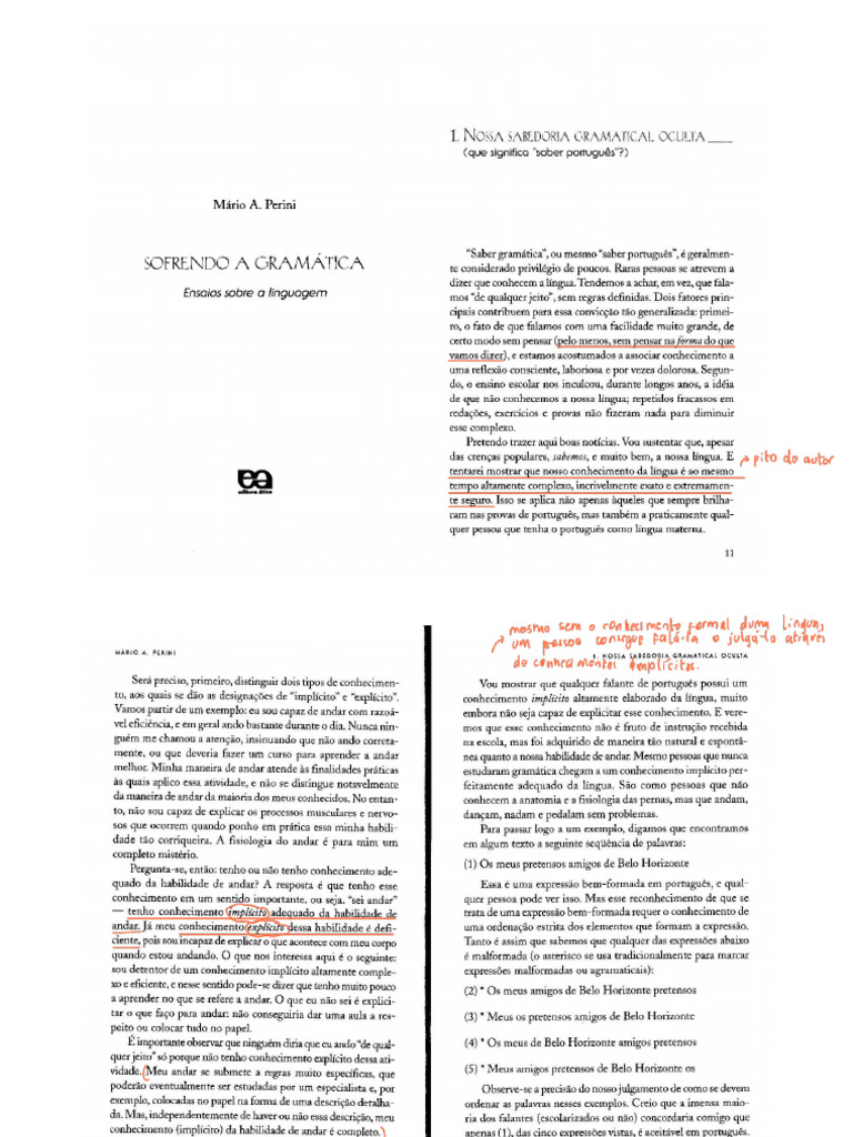 PERINI Nossa Sabedoria Gramatical Oculta | PDF