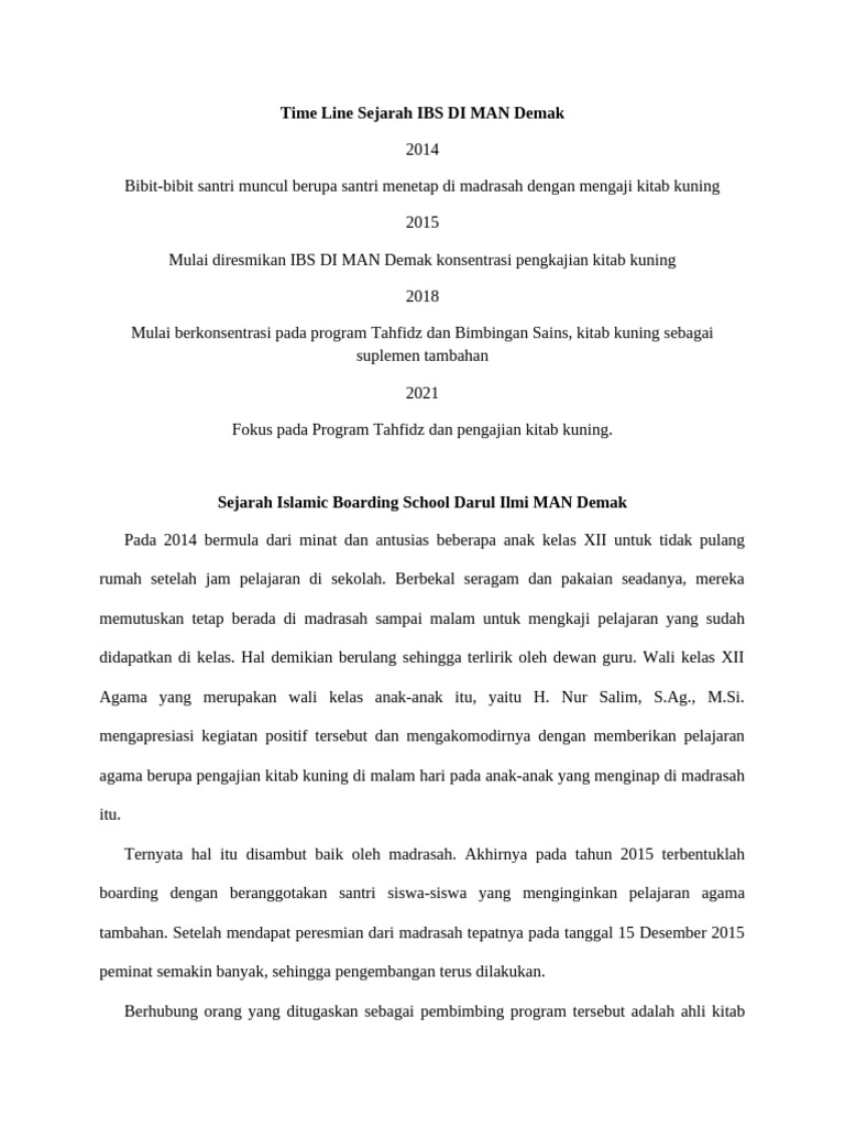 Sejarah IBS DI MAN Demak | PDF