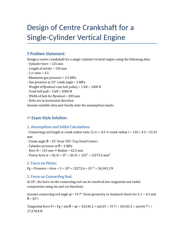 Centre Crankshaft Design for Engine | PDF