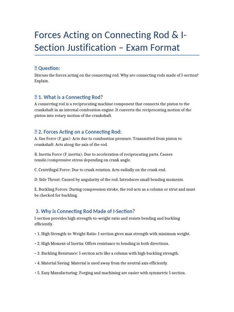 Forces on I-Section Connecting Rod | PDF