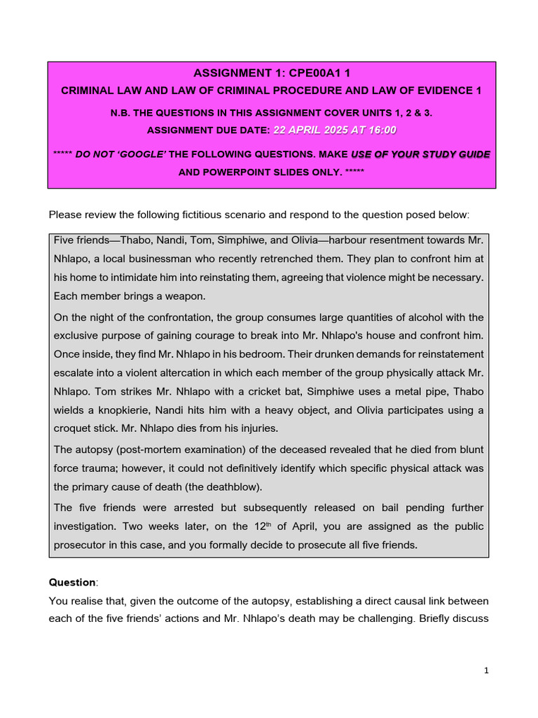 CPE00A1 Assignment 1 2025 | PDF | Crimes | Crime & Violence