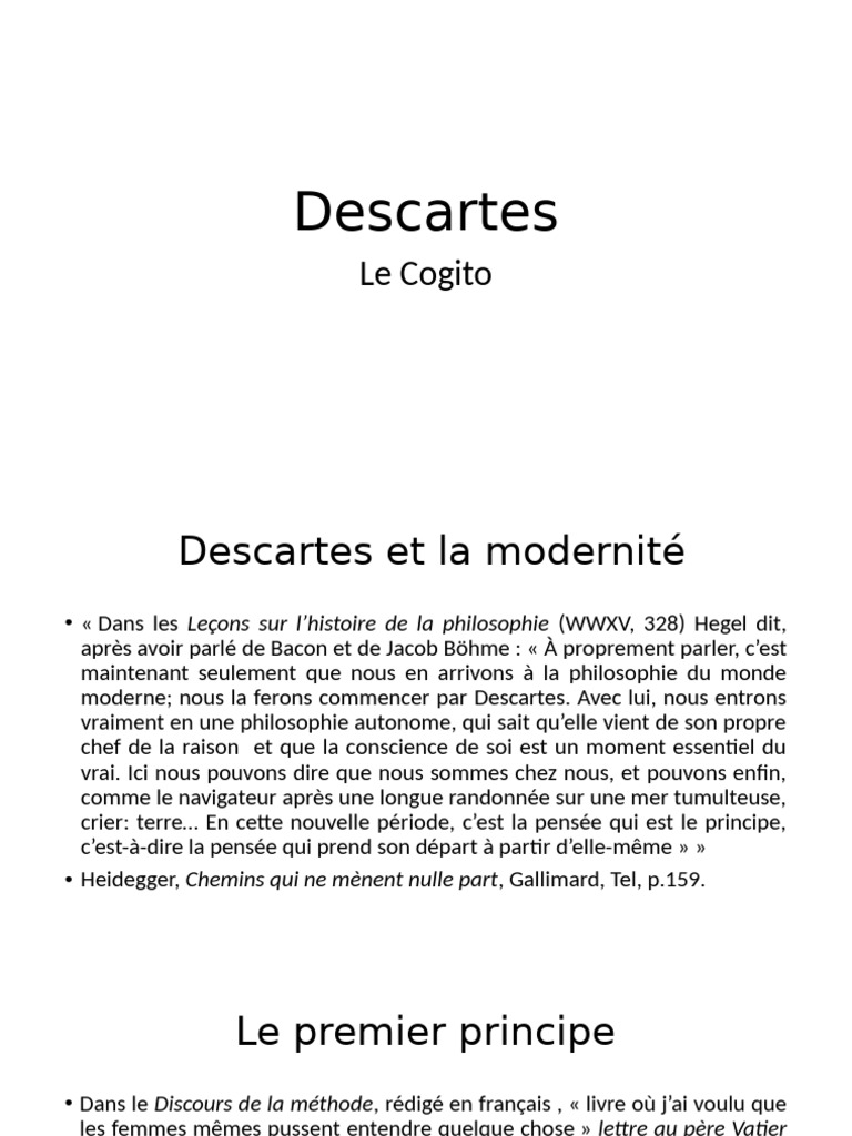 Le Cogito de Descartes : Essentiel et Fondamental | PDF | René ...