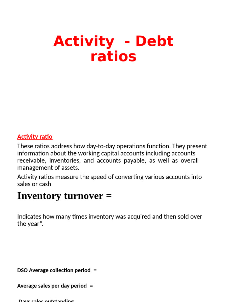 Activity - Debt Ratios | PDF | Equity (Finance) | Revenue