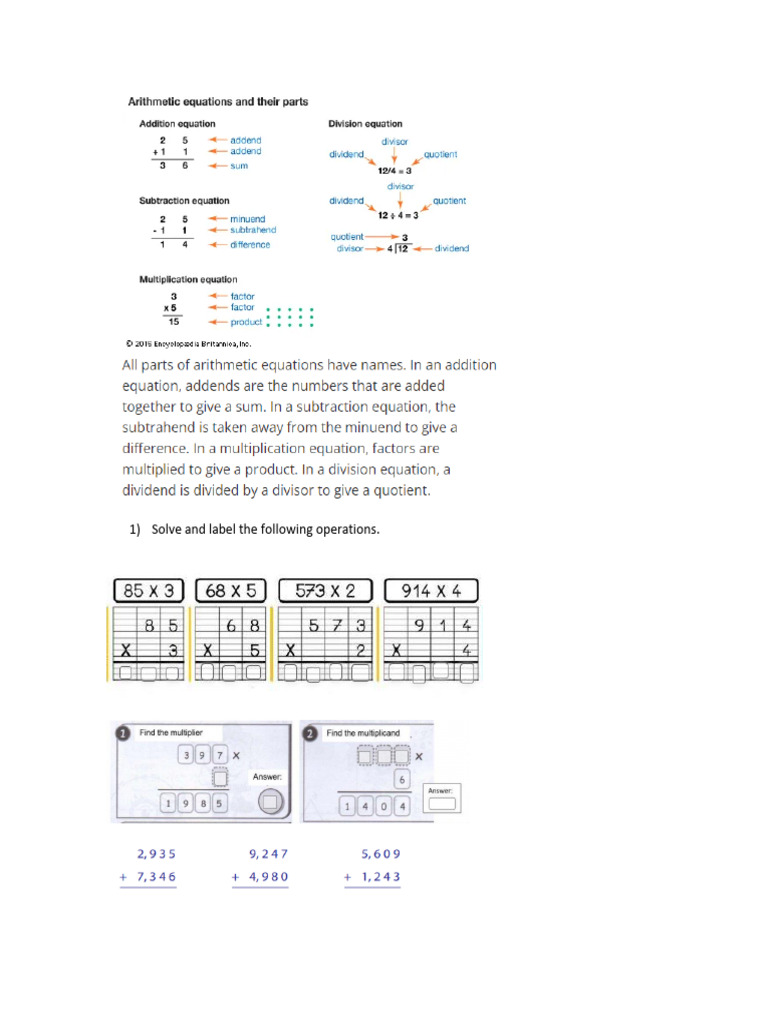 Solve and Label The Following Operations | PDF