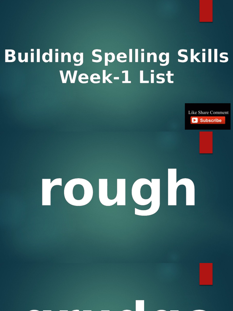 Spelling Skills Week 1 | PDF