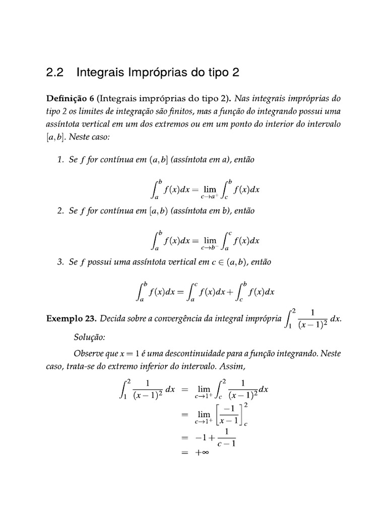 Integrais Impróprias (Tipo 2) | PDF