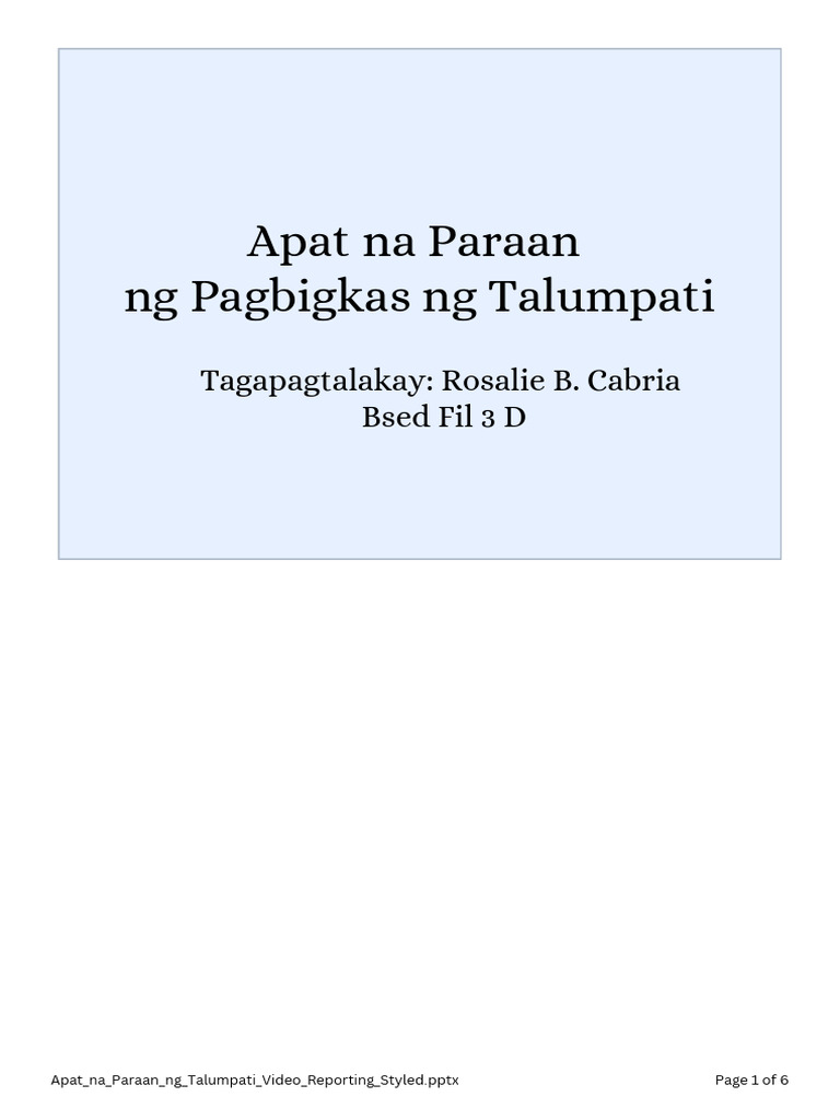 Apat Na Paraan NG Talumpati Video Reporting Styled - PPTX 20250427 132420 0000 | PDF