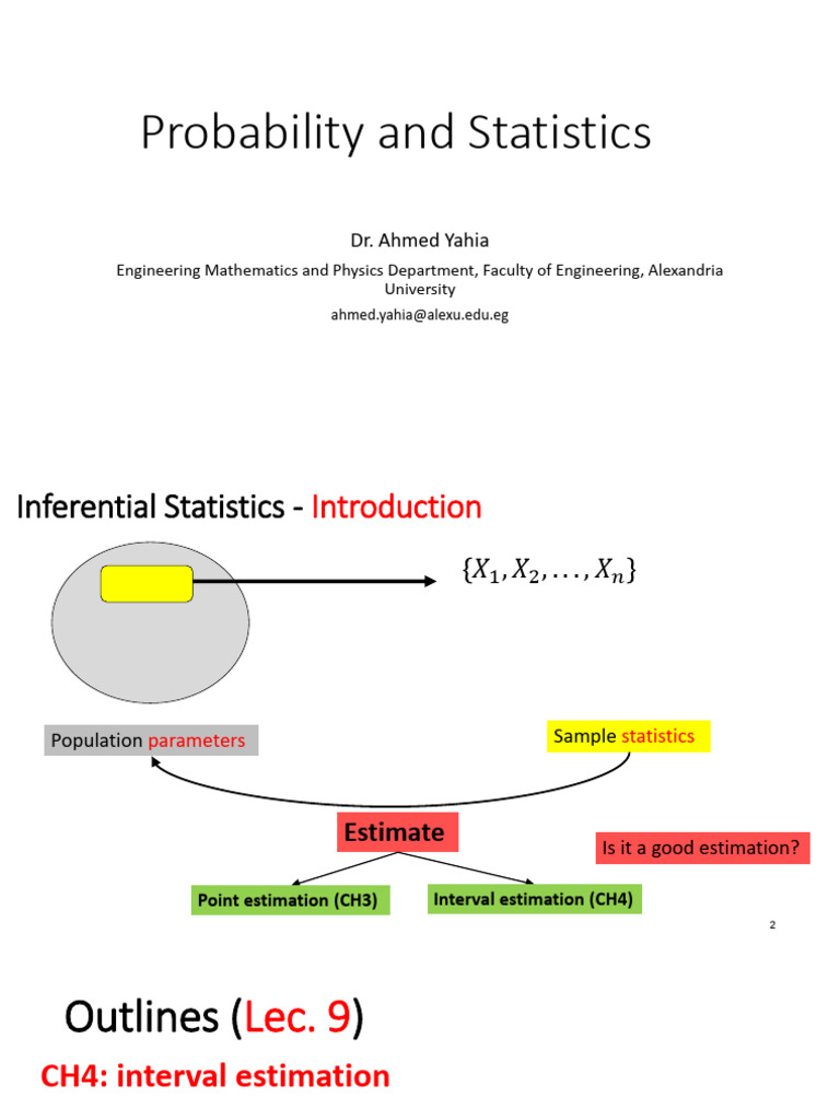 Statistics - Lec09 - Interval Estimation | PDF | Confidence Interval | Sample Size Determination