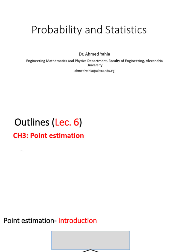 Statistics Lec07 Point Estimation Mle Pdf Estimation Theory