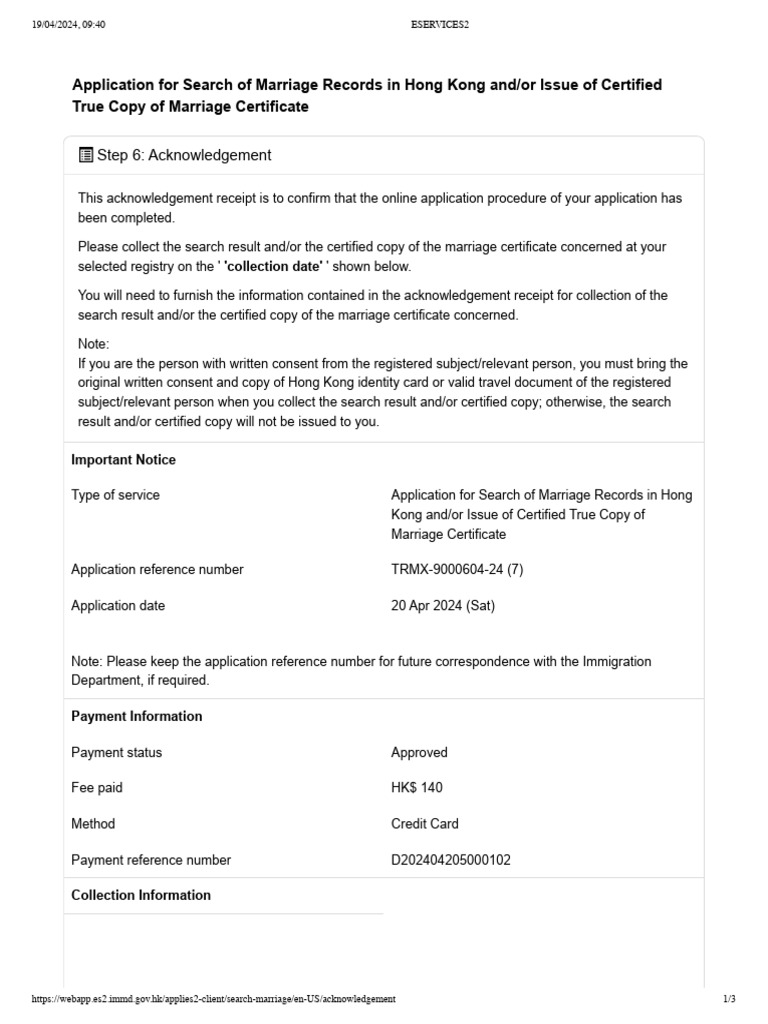 Hong Kong Marriage Cert Application | PDF | Identity Document