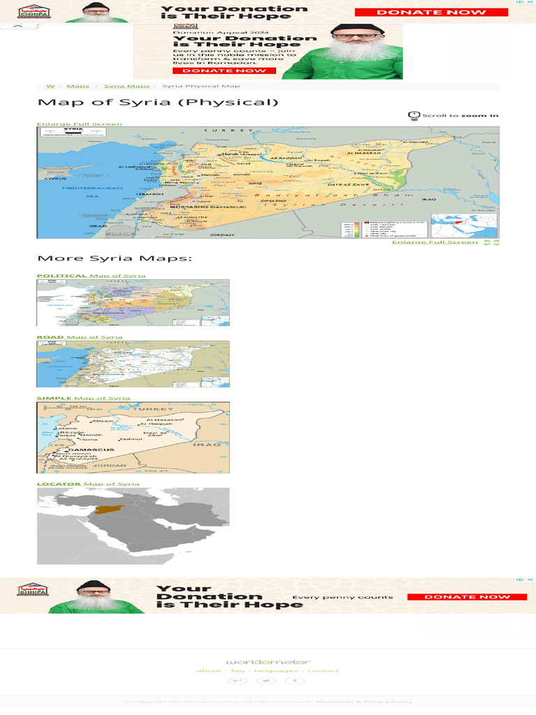 Syria Map (Physical) - Worldometer | PDF