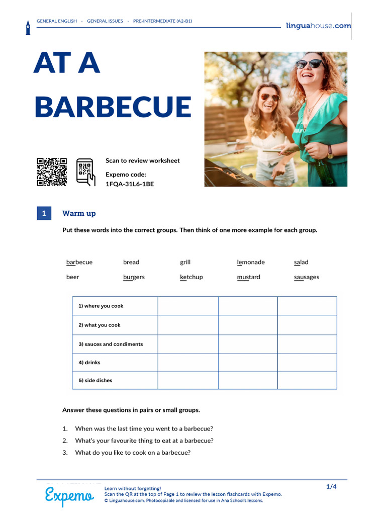 Barbecue Dialogue and Vocabulary Guide | PDF